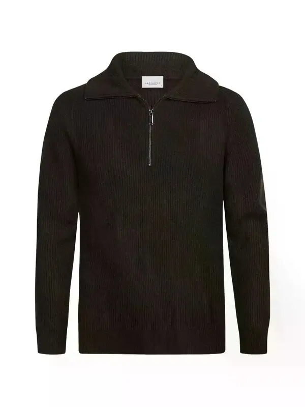 PROFUOMO Ribbed-knit Half-zip Sweater