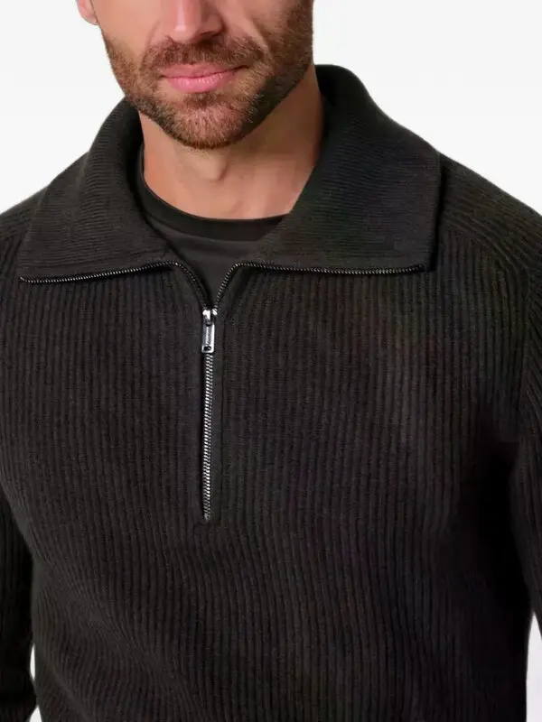 PROFUOMO Ribbed-knit Half-zip Sweater