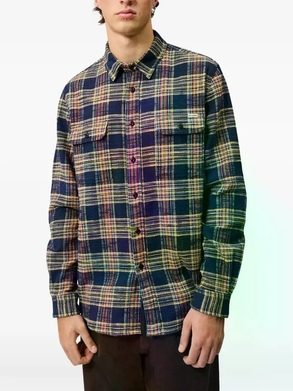 ROY ROGER'S Work Check-pattern Flap-pocket Shirt