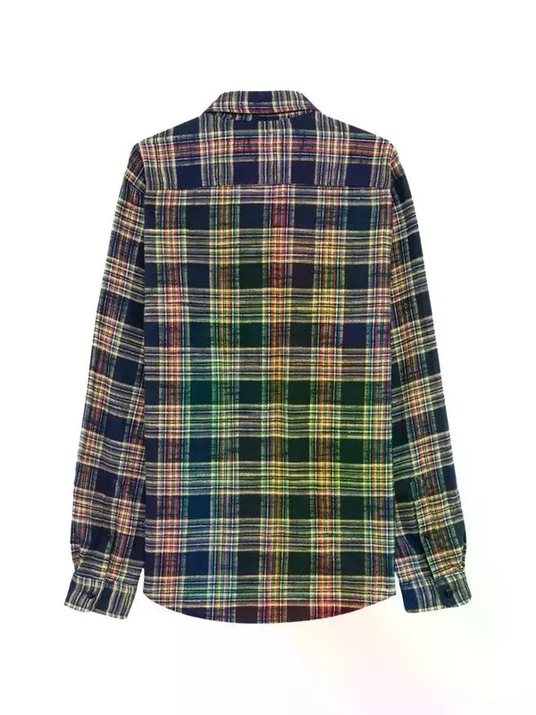 ROY ROGER'S Work Check-pattern Flap-pocket Shirt