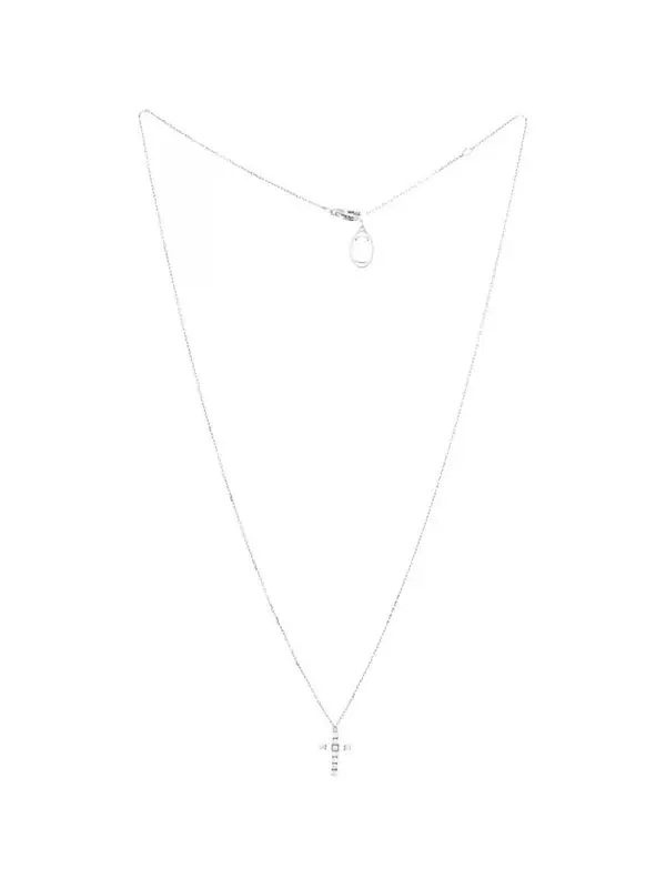 Cartier Cross Pendant 18k White Gold With Diamonds Necklace - Silver