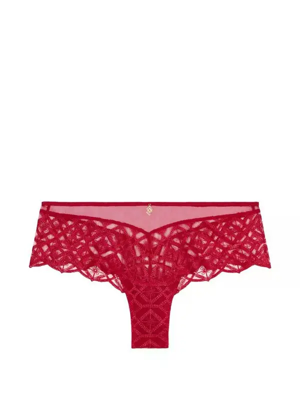 AUBADE Sense Of Illusion Lace-embroidered Briefs - Red