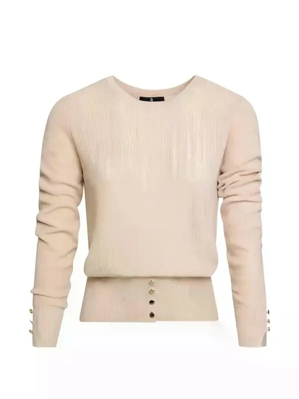 FRACOMINA Button-embellished Ribbed-knit Sweater