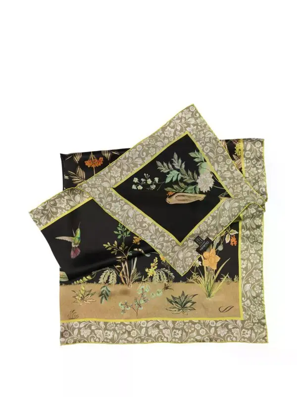 ELIZABETTA Fantasia Botanical-print Scarf - Black