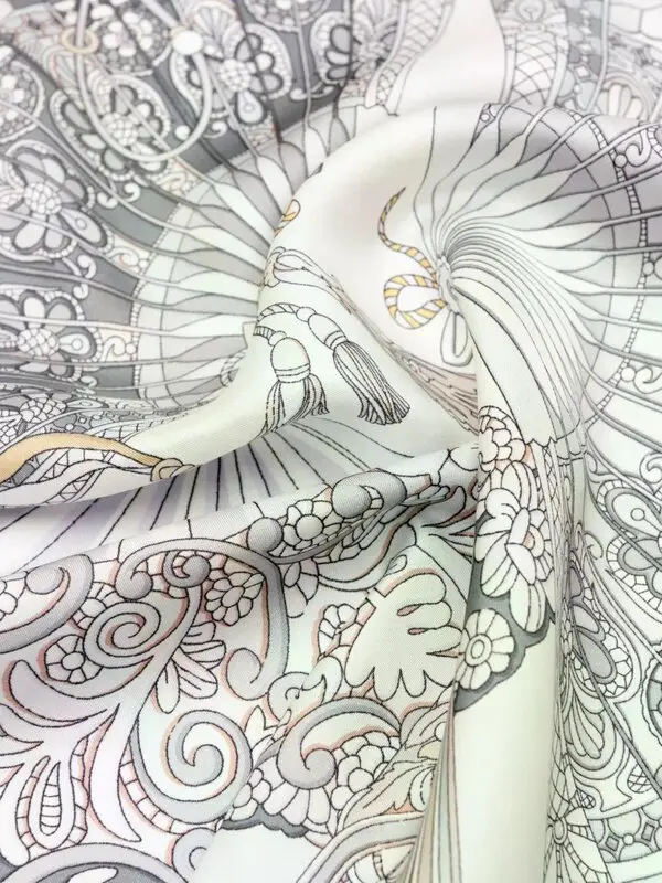ELIZABETTA Venetian Fan Silk Scarf - Grey