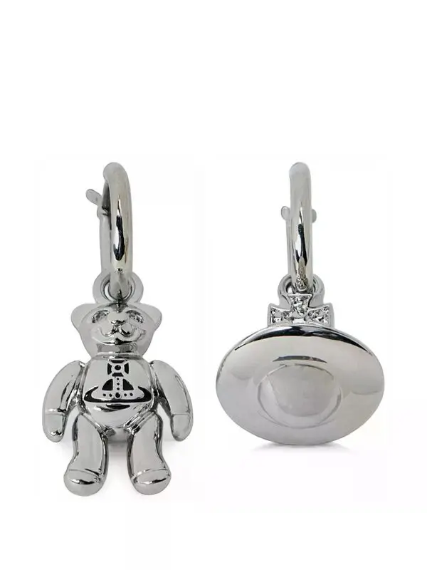 VIVIENNE WESTWOOD Bear And Hat Pendant Earrings - Silver