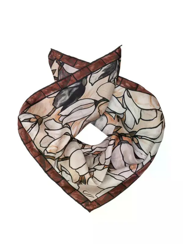 ELIZABETTA Clara Floral-print Silk Scarf - Neutrals