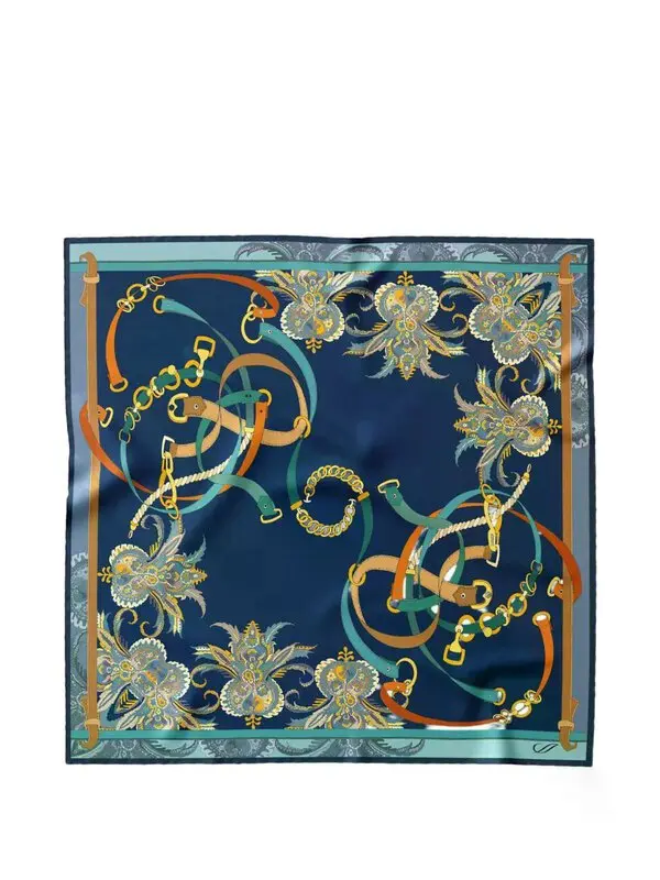 ELIZABETTA Camilla Equestrian-print Silk Bandana - Blue