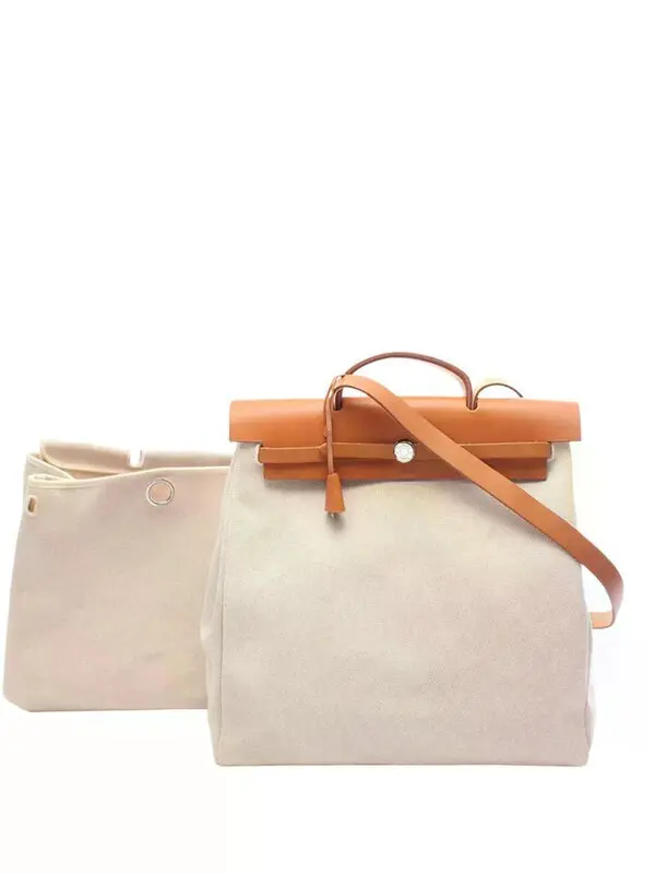 Hermès 2002 Toile Herbag Mm Satchel - Neutrals