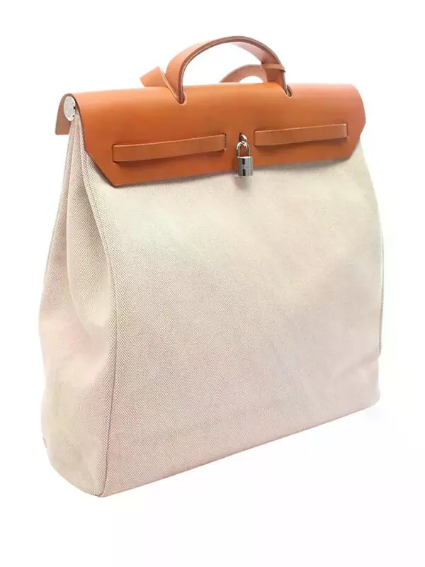Hermès 2002 Toile Herbag Mm Satchel - Neutrals