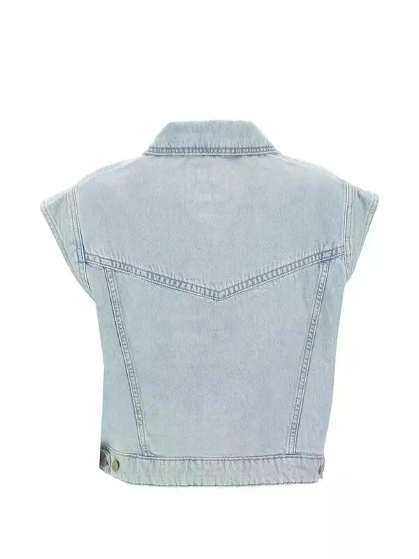BOSS Regular-fit Vest In Marbled Denim