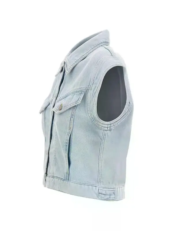 BOSS Regular-fit Vest In Marbled Denim