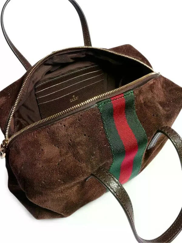 Gucci Small Boston Web Suede Tote Bag