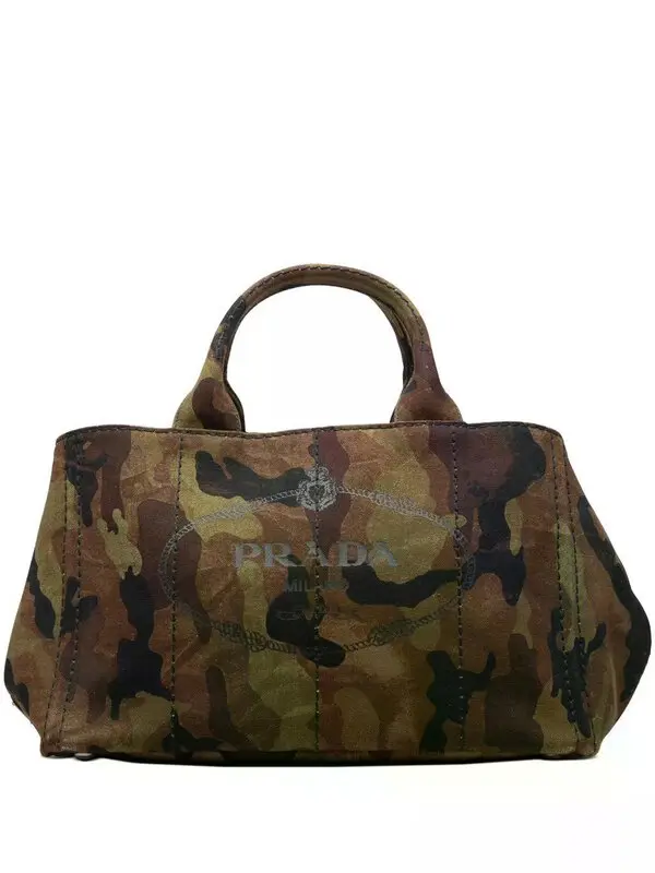 Prada 2000-2013 Canvas Canapa Logo Camouflage Tote Satchel