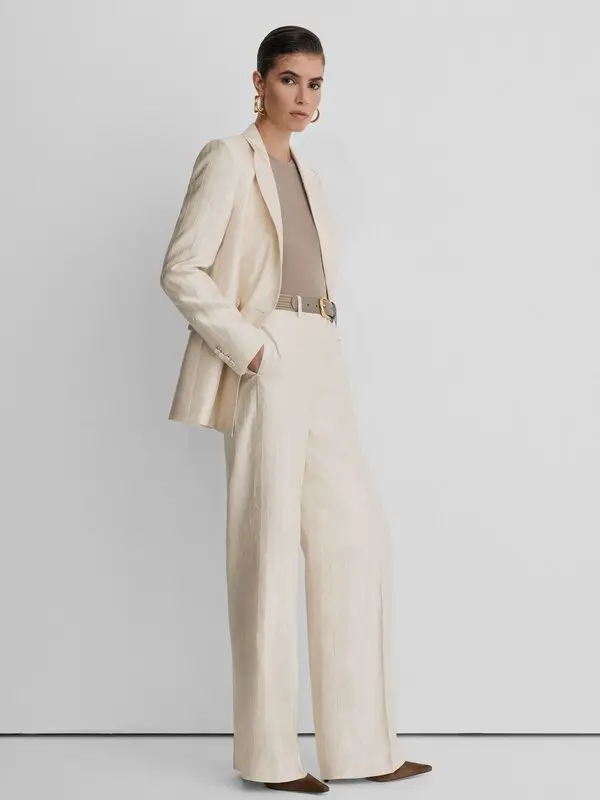 ATELIER Satin Pinstripe Wide-leg Trousers