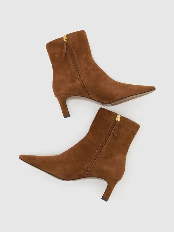 REISS Faith Suede Chisel-toe Low-heel Ankle Boots