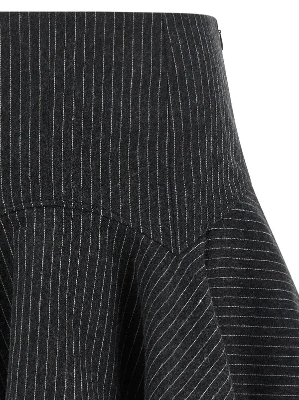 GANNI Pinstriped Flannel Skirt - Gray