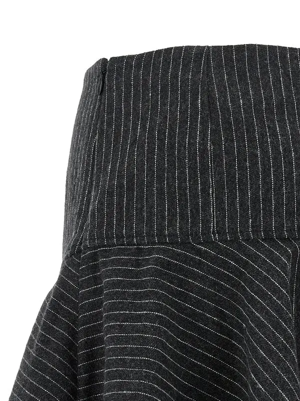 GANNI Pinstriped Flannel Skirt - Gray