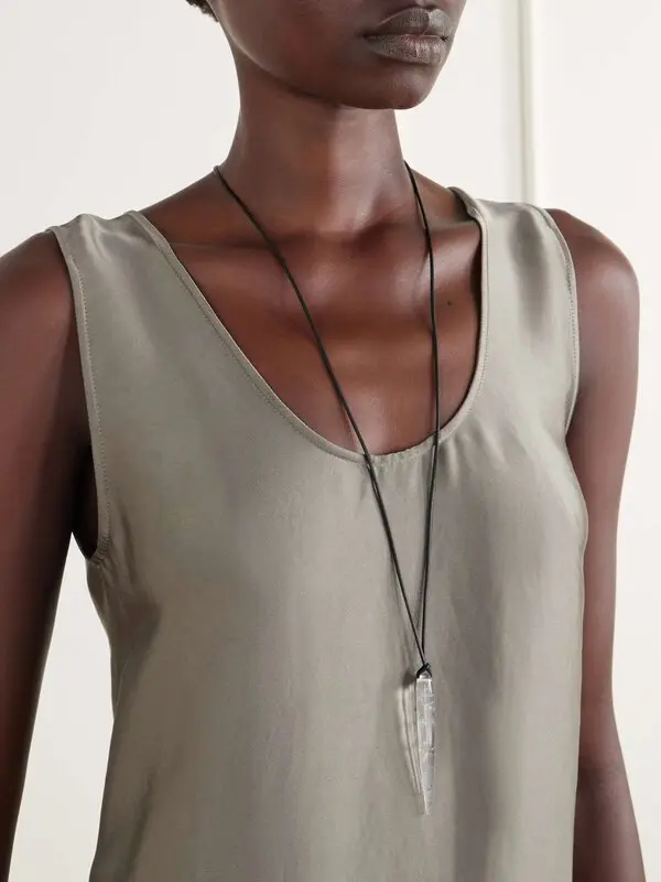 SOPHIE BUHAI Spear Large Sterling Quartz And Cord Necklace