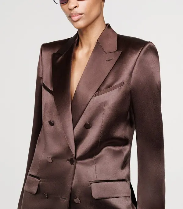 TOM FORD Silk Satin Double-breasted Blazer