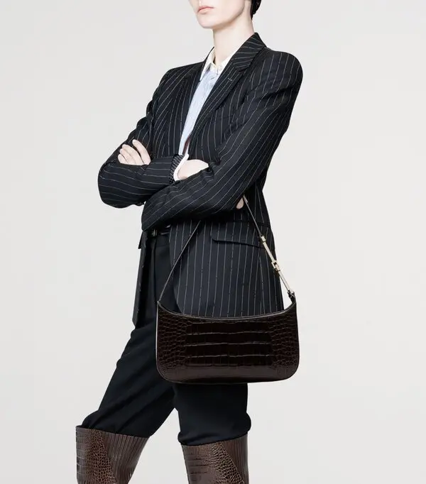 TOM FORD Small Croc-embossed Leather Arc Shoulder Bag