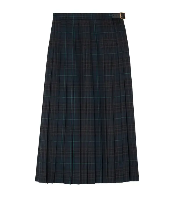 Burberry Check Pleated Midi Skirt