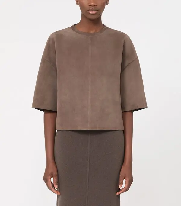 Max Mara Suede Crop-sleeve T-shirt