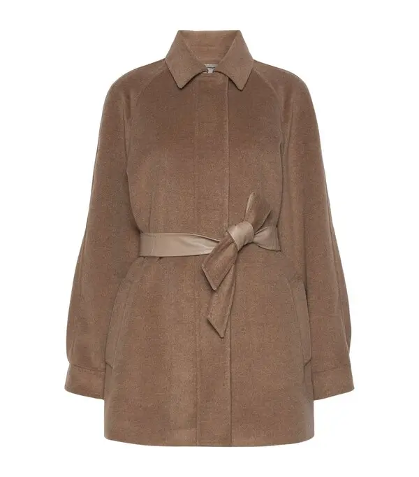Max Mara Cashmere Leather-trim Wrap Coat