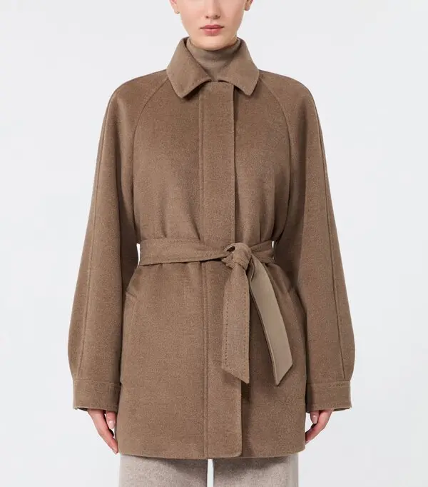Max Mara Cashmere Leather-trim Wrap Coat