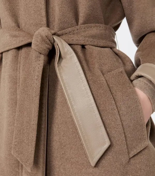 Max Mara Cashmere Leather-trim Wrap Coat