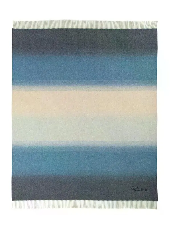 Roberto Cavalli Fringed Wool Blanket - Blue