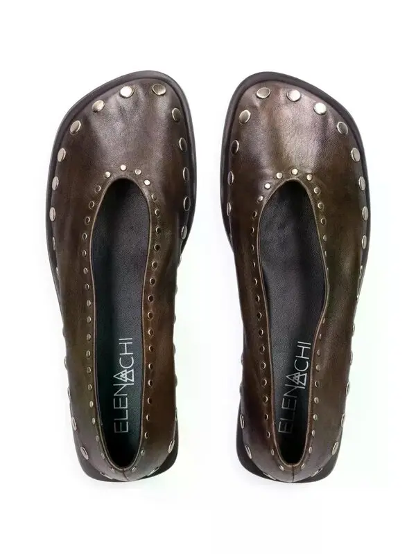 Elena Iachi Stud-embellished Leather Loafers