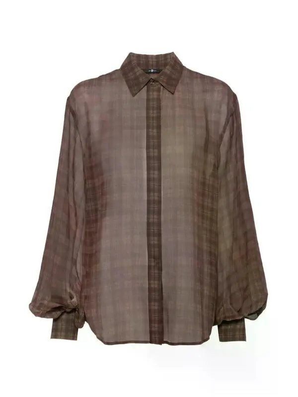 7 For All Mankind Check-pattern Sheer Shirt - Brown