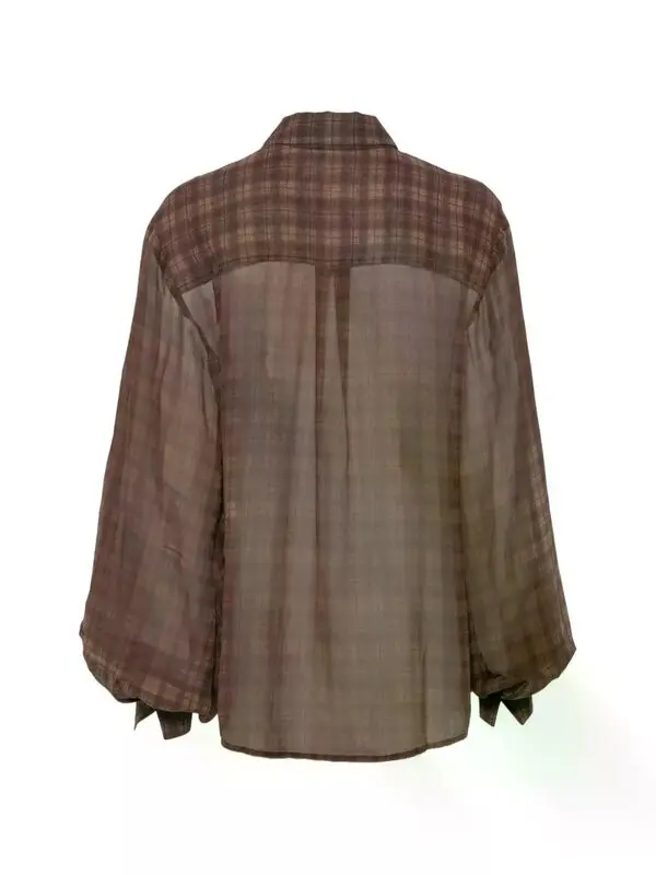 7 For All Mankind Check-pattern Sheer Shirt - Brown