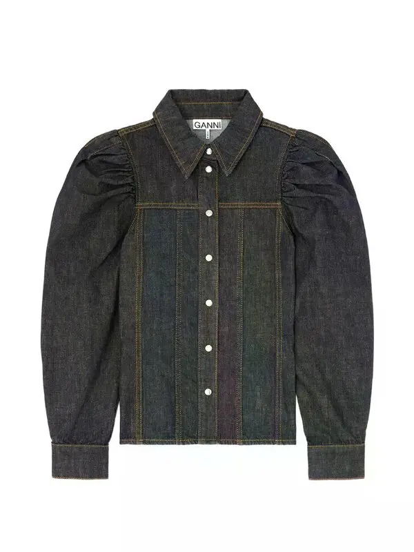 GANNI Shirt In Textured Slub Denim