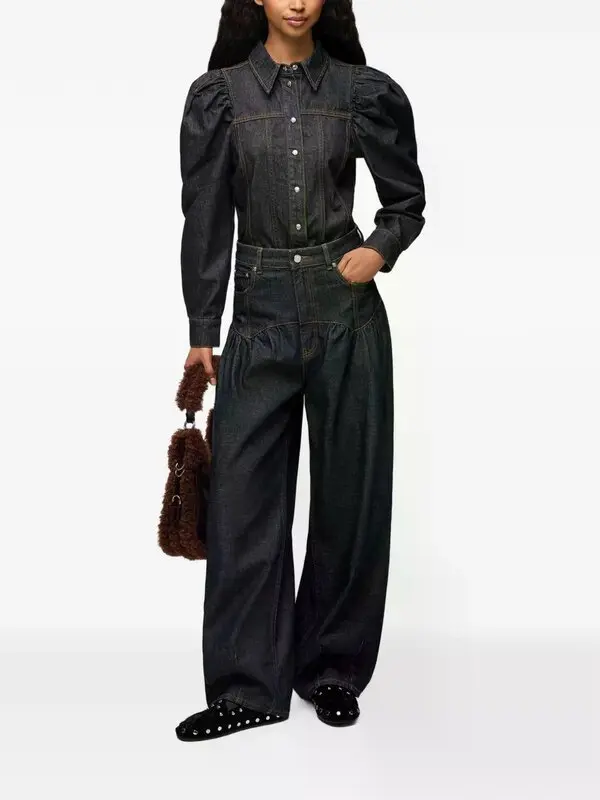 GANNI Shirt In Textured Slub Denim