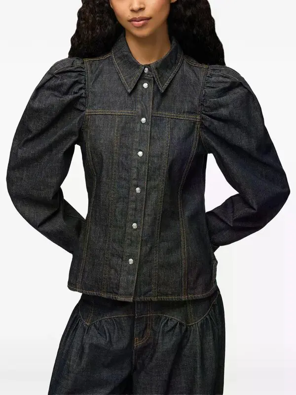 GANNI Shirt In Textured Slub Denim