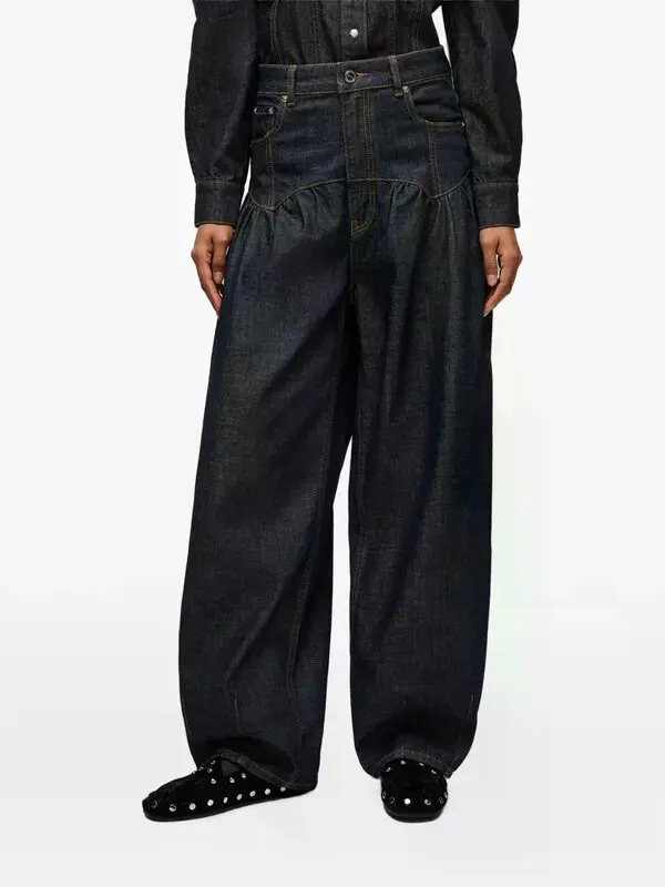 GANNI Corset Jeans In Textured Slub Denim