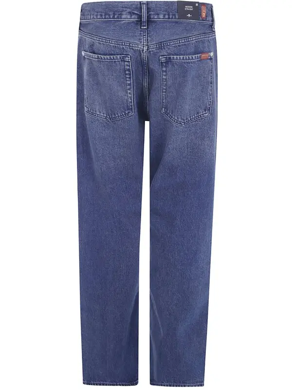 7 For All Mankind Faded Straight-leg Jeans