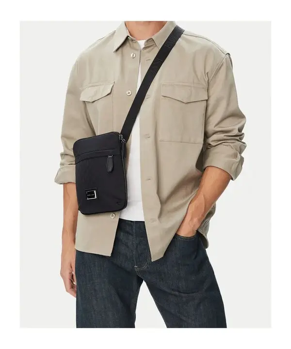 Emporio Armani Monogram-pattern Logo-plaque Messenger Bag
