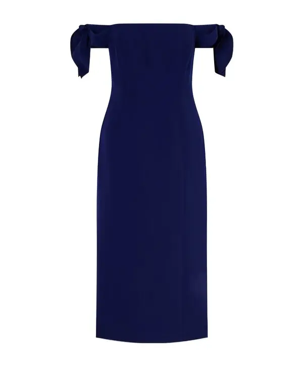 Carolina Herrera Off-the-shoulder Crepe Midi Dress
