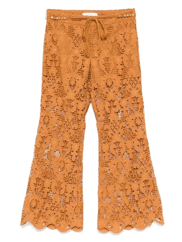 Zimmermann Coco Lace Flared Trousers - Brown