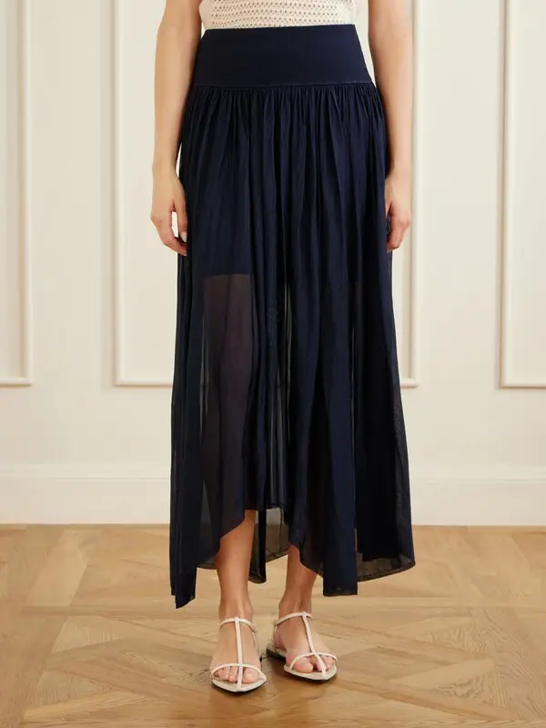 Maria Mcmanus Asymmetrical Plissé Midi Skirt