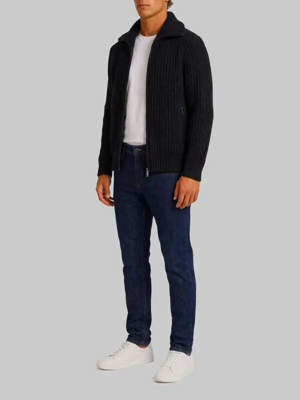 ROBERTO COLLINA Ribbed-knit Zip-up Jacket