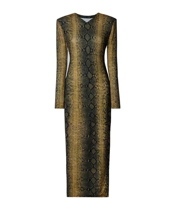 Norma Kamali Snake Print Midi Skirt
