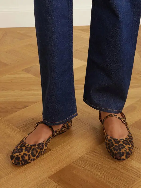 GIANVITO ROSSI Carla Leopard-pattern Ballerina Shoes