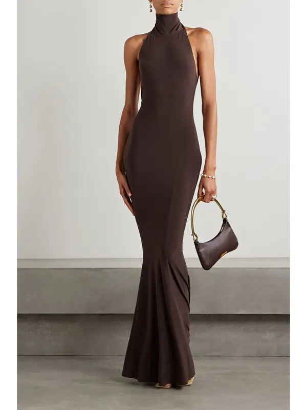 Norma Kamali Stretch-jersey Turtleneck Gown