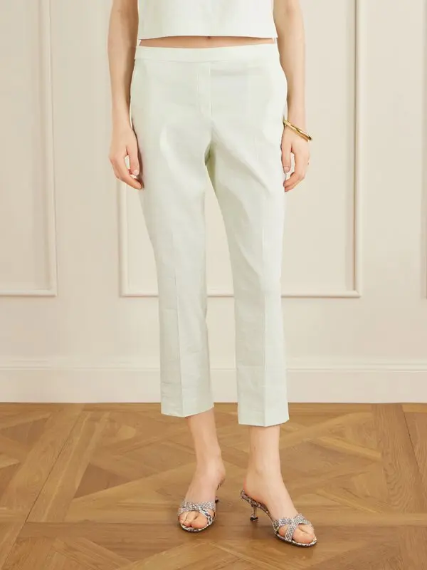 Theory Treeca Linen-blend Straight-leg Pants
