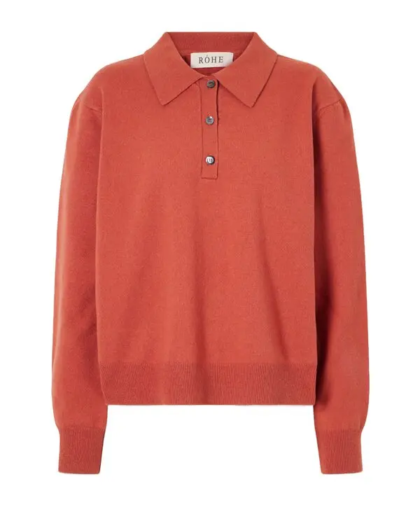 RÓHE Stretch Wool Polo Shirt - Red