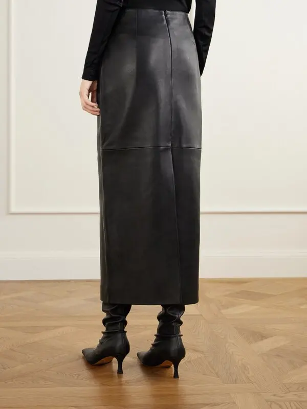 RÓHE Paneled Leather Midi Skirt